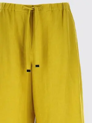 Max Mara High-waisted Wide-leg Cropped Linen Trousers - Yellow
