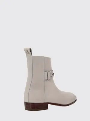 Philipp Plein Suede Ankle Boots With Side Zip Closure And Chain Detail - Beige