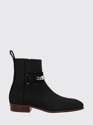 Philipp Plein Suede Ankle Boots With Side Zip Closure And Chain Detail - Black