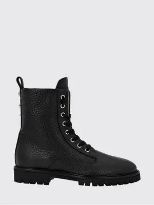 Philipp Plein Grained Leather Lace-up Combat Boots With Lug Sole