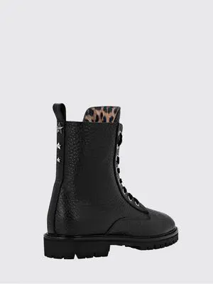 Philipp Plein Grained Leather Lace-up Combat Boots With Lug Sole