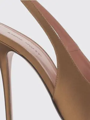 Amina Muaddi Kristina Slingback Sandals In Silk Satin - Coffee