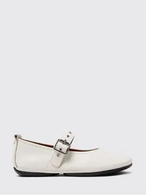 Camper Right Nina Mary Jane Flats In Calfskin Leather With Adjustable Strap - White