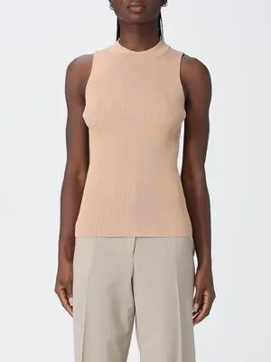 Armani Exchange Sleeveless Ribbed Knit Top - Sand