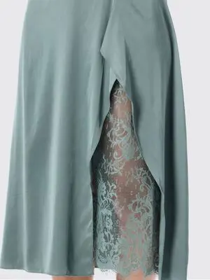 Acne Studios Viscose Blend Slip Dress With Lace Insert - Sage