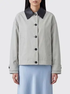 DURAZZI MILANO Lightweight Cotton Jacket With Leather Collar And Dropped Shoulders - Grey