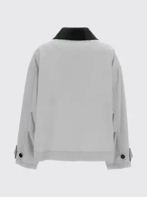 DURAZZI MILANO Lightweight Cotton Jacket With Leather Collar And Dropped Shoulders - Grey