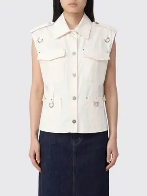 DURAZZI MILANO Sleeveless Cotton Shirt With Epaulettes And Metal Ring - Beige