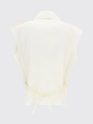 DURAZZI MILANO Sleeveless Cotton Shirt With Epaulettes And Metal Ring - Beige