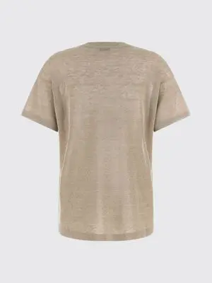 Brunello Cucinelli Crewneck Linen Blend T-shirt With Dropped Shoulders