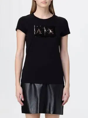 Armani Exchange T-shirt With Sequinned Logo - Black