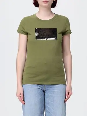 Armani Exchange T-shirt With Sequinned Logo - Kaki
