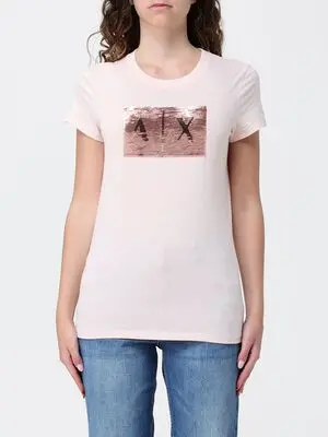 Armani Exchange T-shirt With Sequinned Logo - Pink
