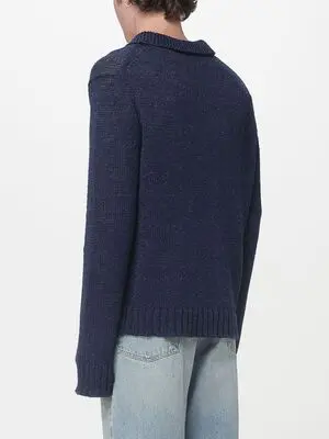 SUNFLOWER Cotton And Linen Knit Polo Shirt - Blue