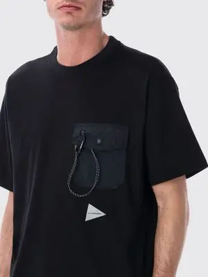 AND WANDER Cotton Blend T-shirt With Pocket - Black