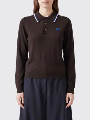 WALES BONNER Long-sleeved Knitted Wool Polo Shirt With Contrast Trims - Brown