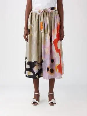 DANIELA GREGIS Draped A-line Floral-pattern Cotton Midi Skirt - Multicolor