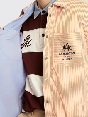 LA MARTINA Striped Cotton Shirt Jacket
