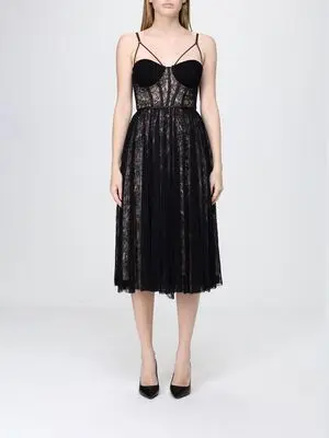 Elisabetta Franchi Lace Midi Dress - Black
