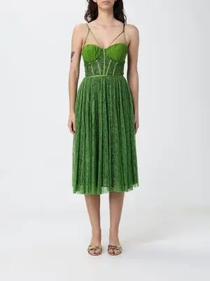 Elisabetta Franchi Lace Midi Dress Green
