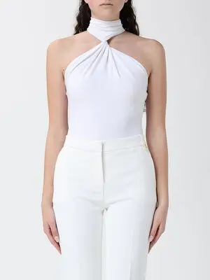 Elisabetta Franchi Stretch Viscose Bodysuit Top - Ivory