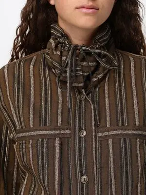 Isabel Marant Étoile Striped Cropped Jacket In Cotton And Lurex With High Neck