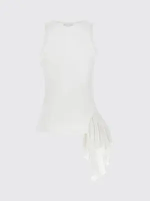 Alexander McQueen Asymmetric Cotton Top With Ruffles