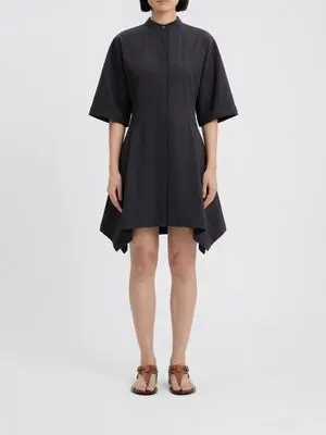 Alaïa Asymmetric Cotton Chemisier Dress - Black