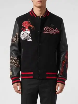 Philipp Plein Embellished Leather Bomber Jacket