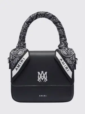 Amiri Amiri Leather Handbag With Printed Scarf Handle Black