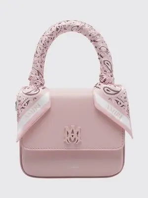 Amiri Leather Handbag With Printed Scarf Handle - Pink