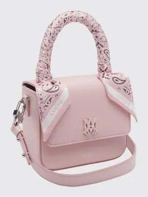 Amiri Leather Handbag With Printed Scarf Handle - Pink