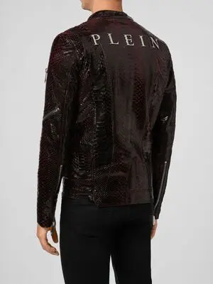 Philipp Plein Embellished Leather Biker Jacket