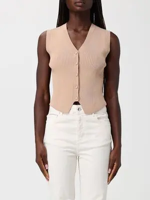 Armani Exchange Ribbed Knit V-neck Waistcoat - Sand