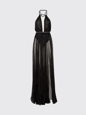 Philipp Plein Long Chiffon Evening Gown With A Halter Neck - Black