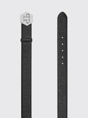 Philipp Plein Calfskin Leather Belt With Hexagon Monogram Buckle