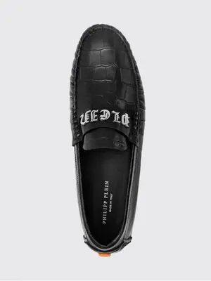 Philipp Plein Crocodile Print Leather Driver Loafers