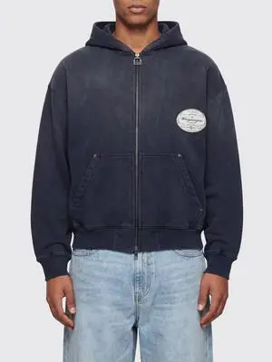 WOOYOUNGMI Zip-up Hoodie In Cotton With Contrast Logo - Blue