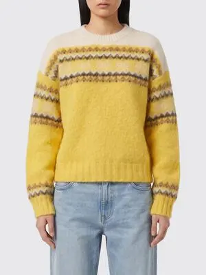 GANNI Jacquard Wool Crewneck Sweater With Abstract Pattern