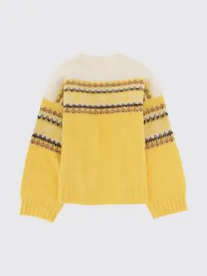 GANNI Jacquard Wool Crewneck Sweater With Abstract Pattern