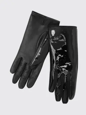 Philipp Plein Leather And Patent Gloves With Embellished Skull Detail - Black