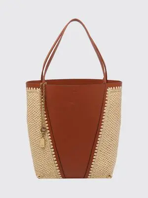 Chloé Spin Bag In Crochet Raffia And Leather - Brown