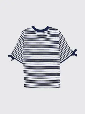 Baum Und Pferdgarten Striped Cotton T-shirt With Embroidered Logo And Tie Detail Sleeves