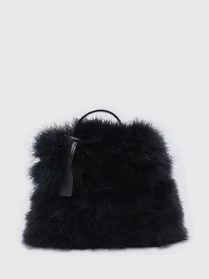 Moschino Tie Me Bag In Satin And Feathers - Black