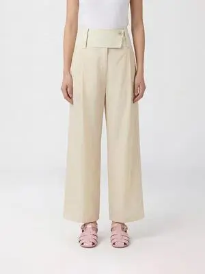 Sportmax Ferito Wide Leg Trousers In Cotton Organza - Ecru