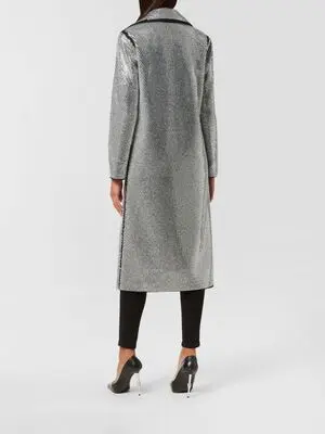 Philipp Plein Long Double-breasted Coat With Crystals And Peak Lapels