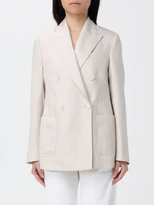 Eleventy Double Breasted Blazer In Virgin Wool Blend - Sand