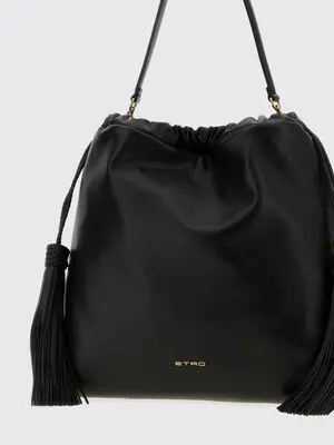 Etro Kalispera Smooth Lambskin Leather Bucket Bag With Tassels