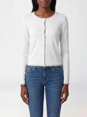 Liu Jo Slim Fit Cardigan In Viscose Blend With Contrast Trims And Buttons - White