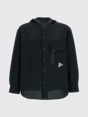 AND WANDER Polyester Windbreaker Jacket With Hood And Patch Pockets